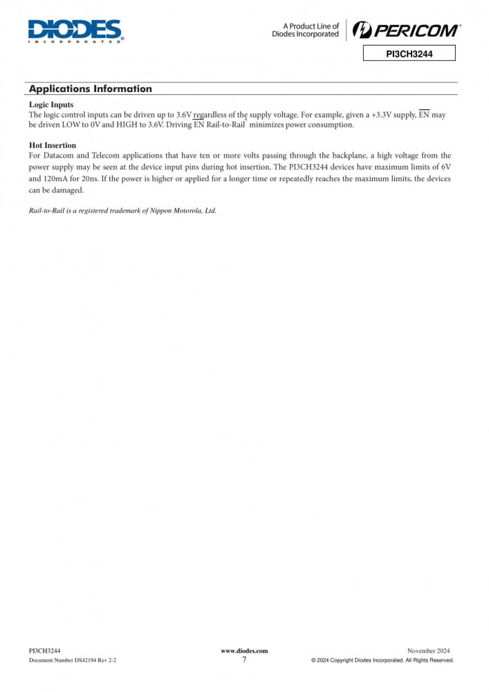 PI3CH3244LE datasheet page 7