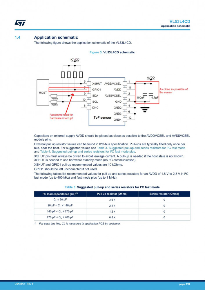 VL53L4CDV0DH/1 technical document page 5