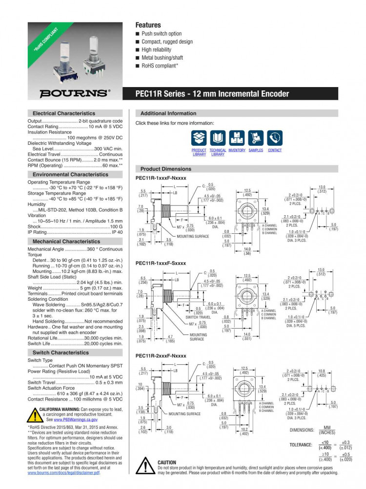 PEC11R series technical document page 1