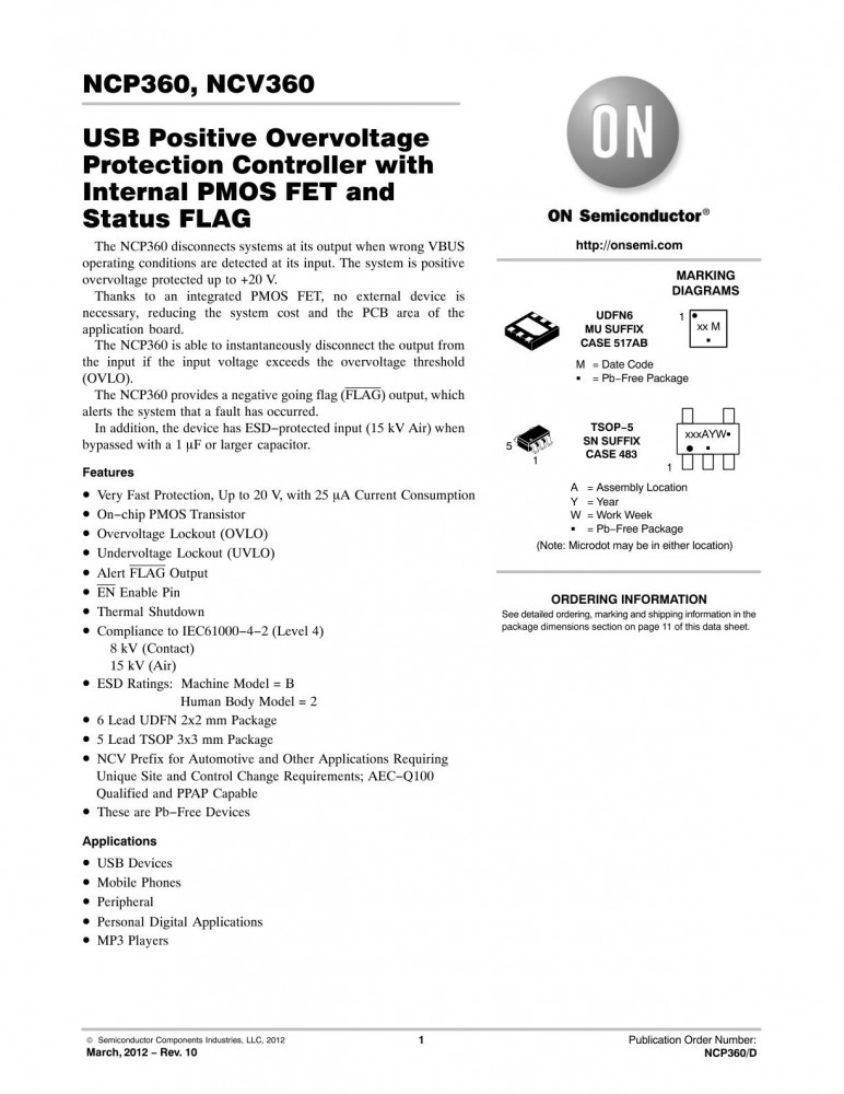 NCP360 datasheet page 1