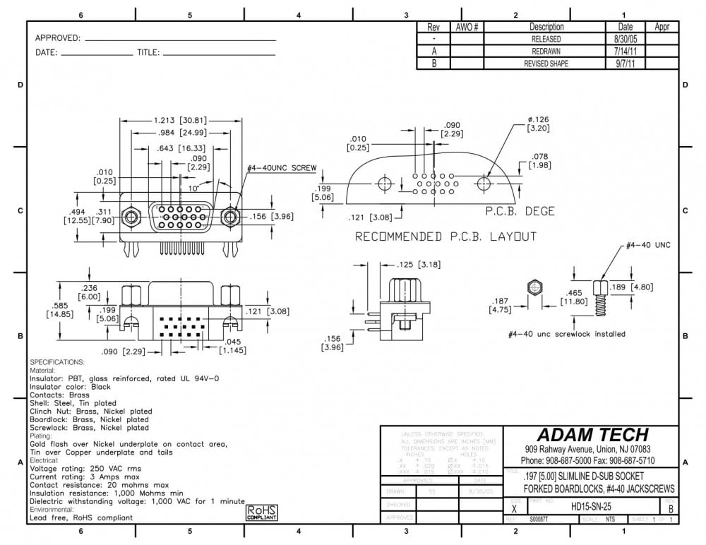 ADAM TECH HD15-SN-25 technical document preview