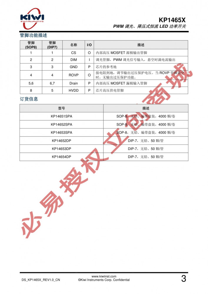 KP14651SPA datasheet page 3