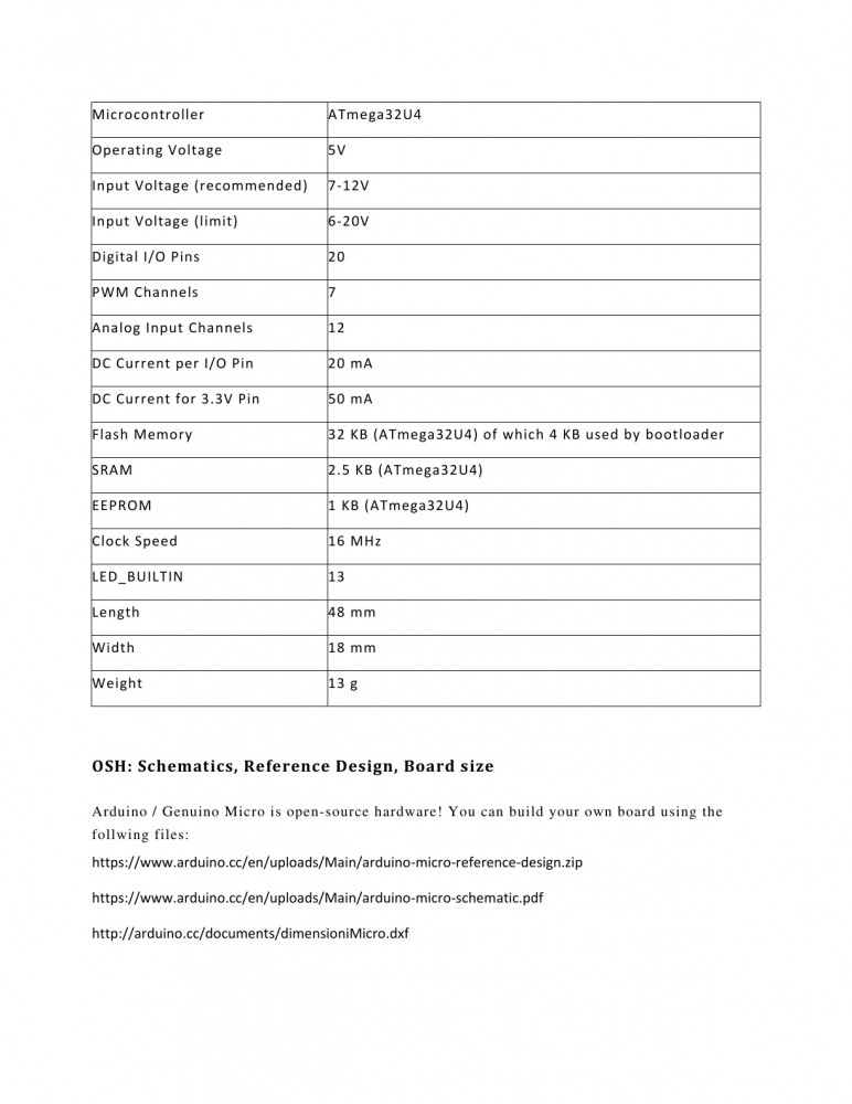 Arduino Micro technical document page 2