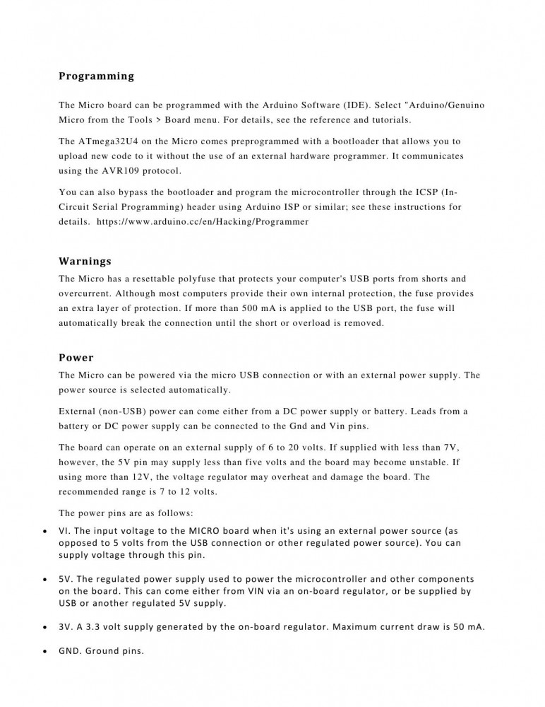 Arduino Micro technical document page 3