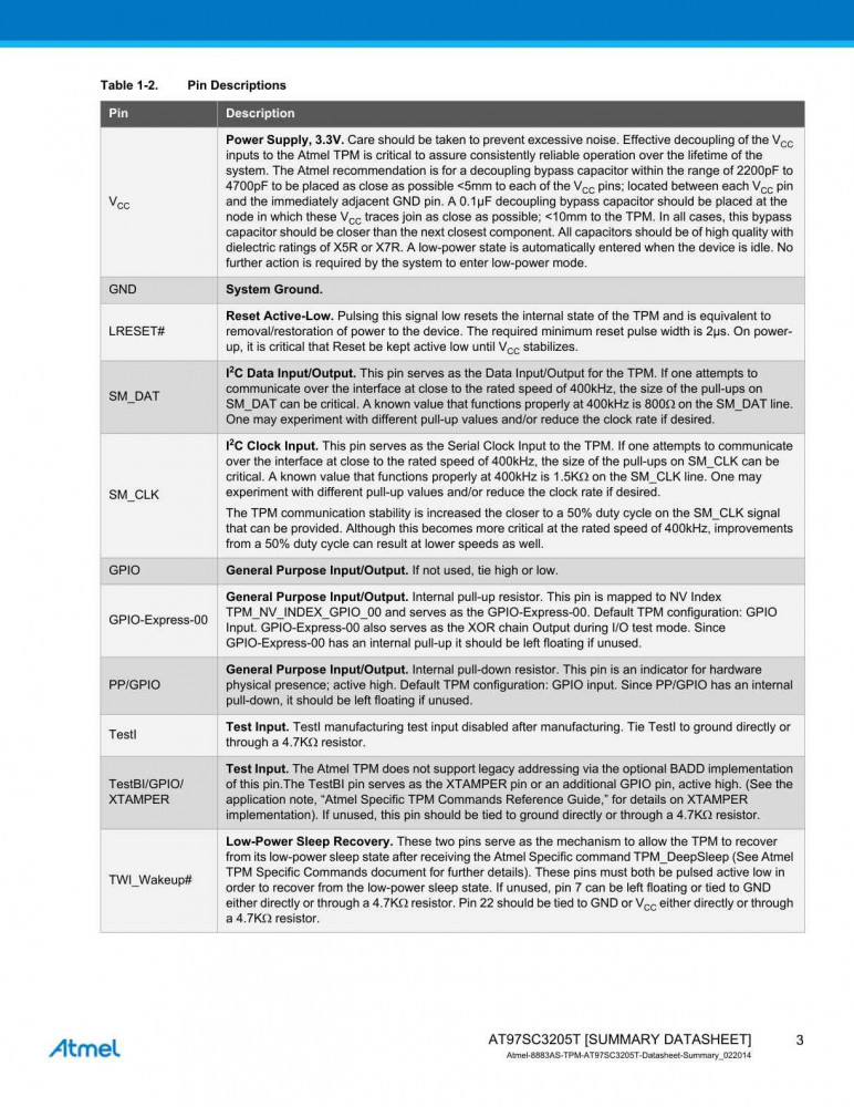 AT97SC3205T technical document page 3