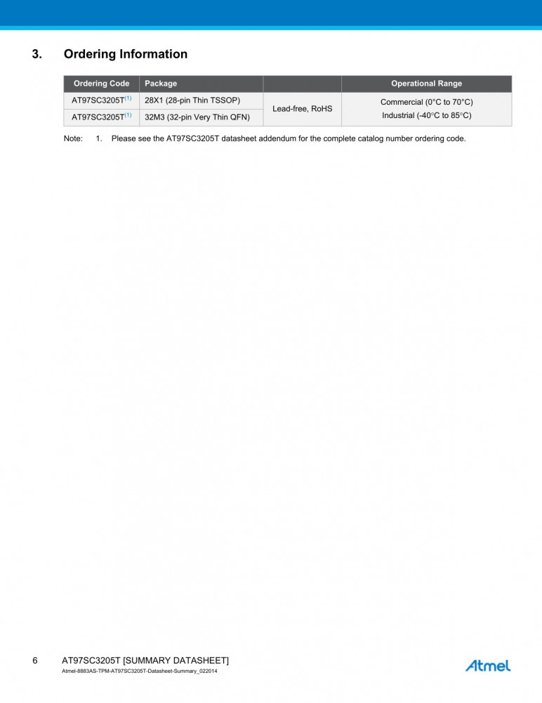 AT97SC3205T technical document page 6