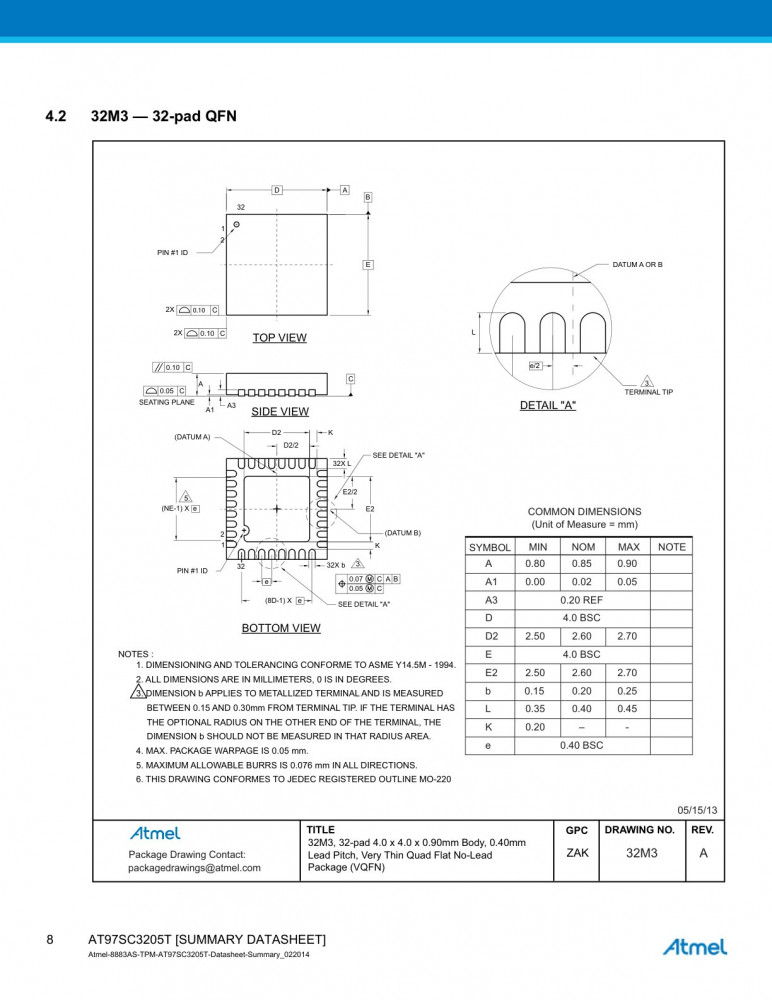 AT97SC3205T technical document page 8