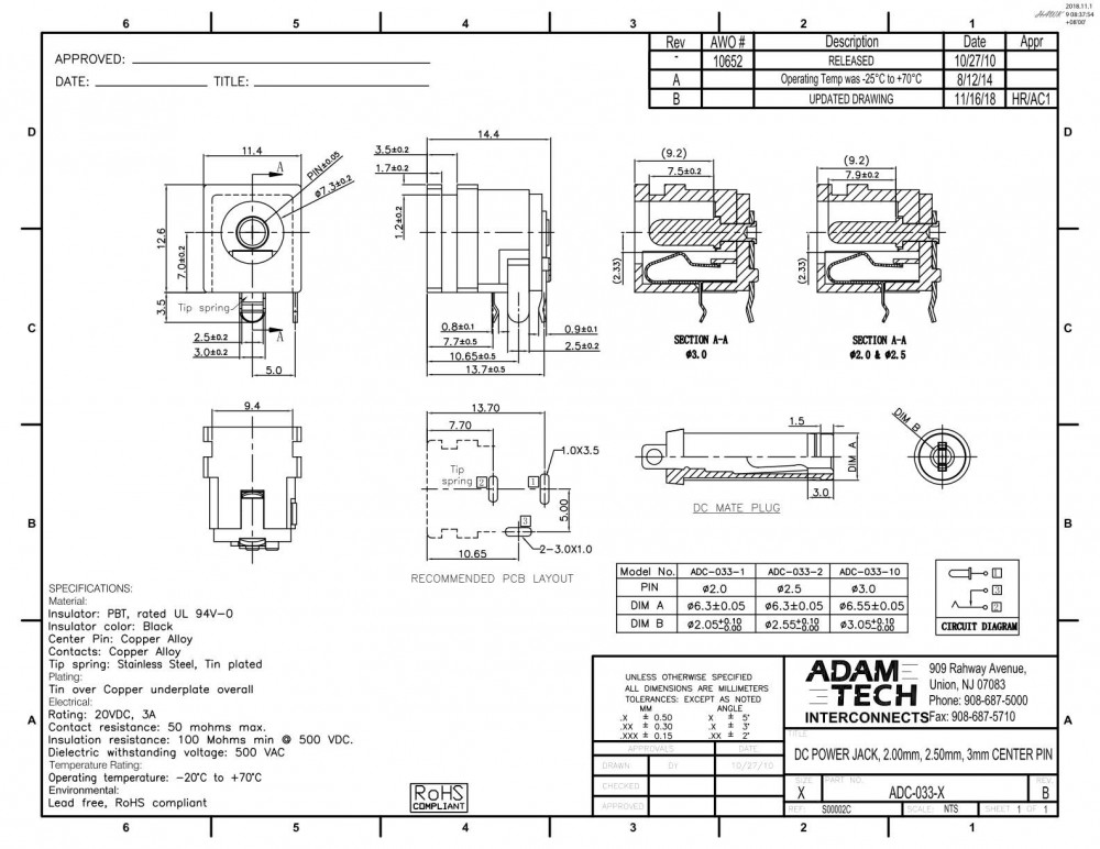ADAM TECH ADC-033-2 technical document preview