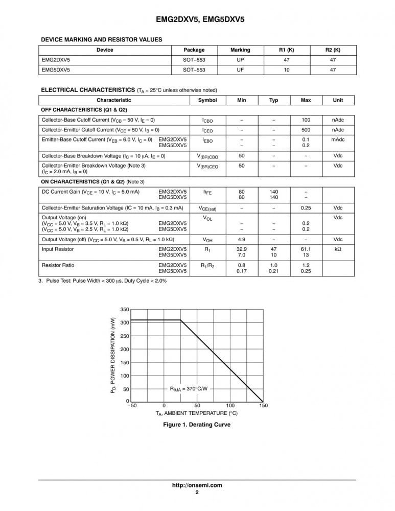 EMG2DXV5T5G datasheet page 2