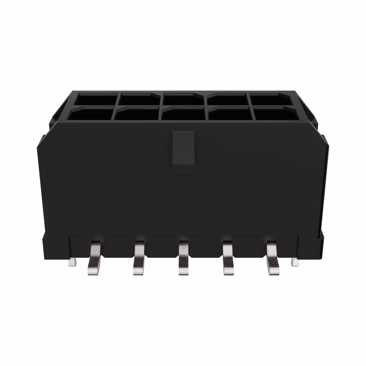 Micro-Fit 3.0 Vertical Header, 3.00mm Pitch, Dual Row, 10 Circuits, with PCB Press-fit Metal Retention Clip, 1.52µm Matte Tin Plating, Glow-Wire Capable, Black, Tape and Reel, without Disposable Cap for sale