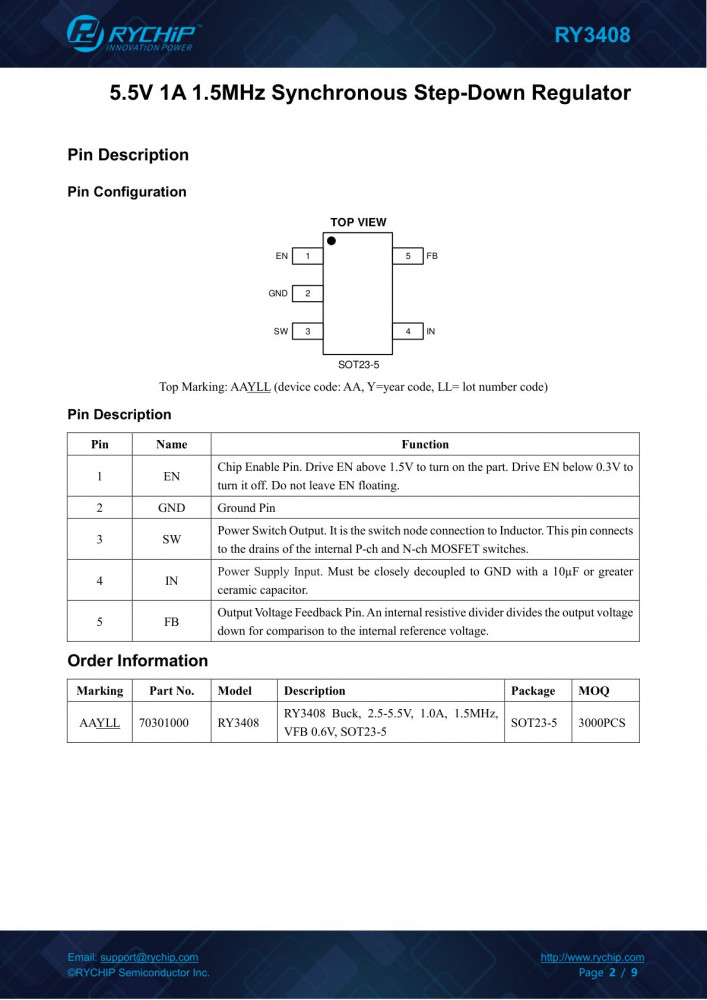 RY3408 datasheet page 2