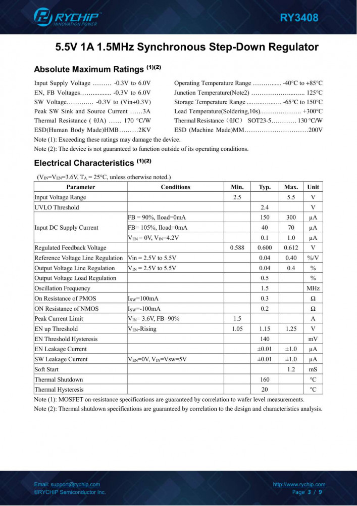 RY3408 datasheet page 3