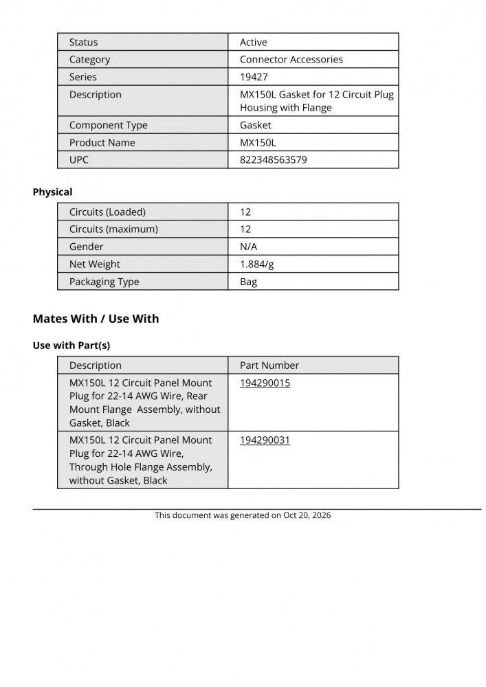 Product document image 2 for MOLEX 194270030