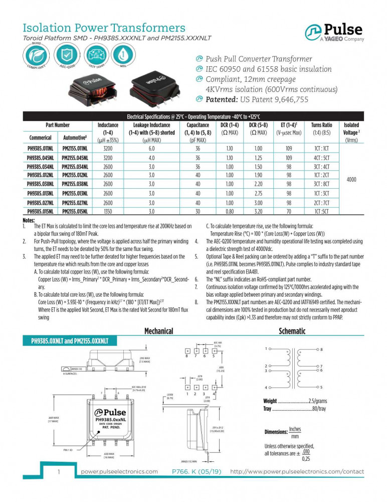 PM2155.011NLT technical document page 1