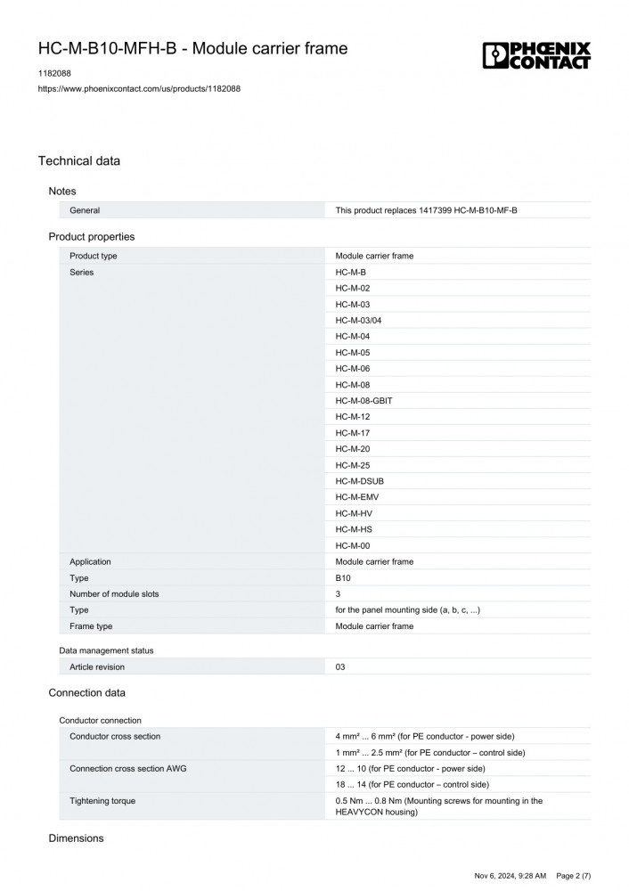 Phoenix Contact 1182088 technical document page 2