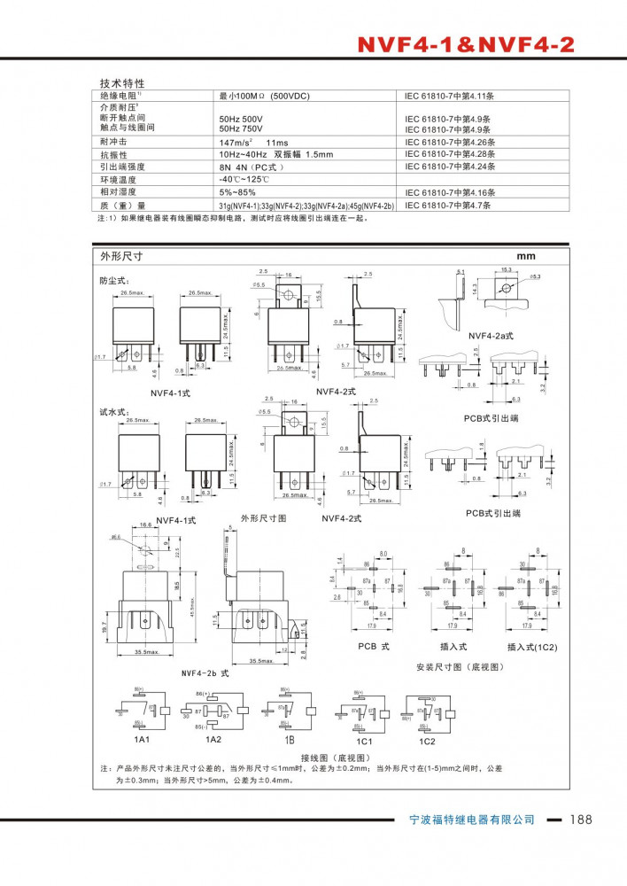 NF NVF4 relay datasheet page 2