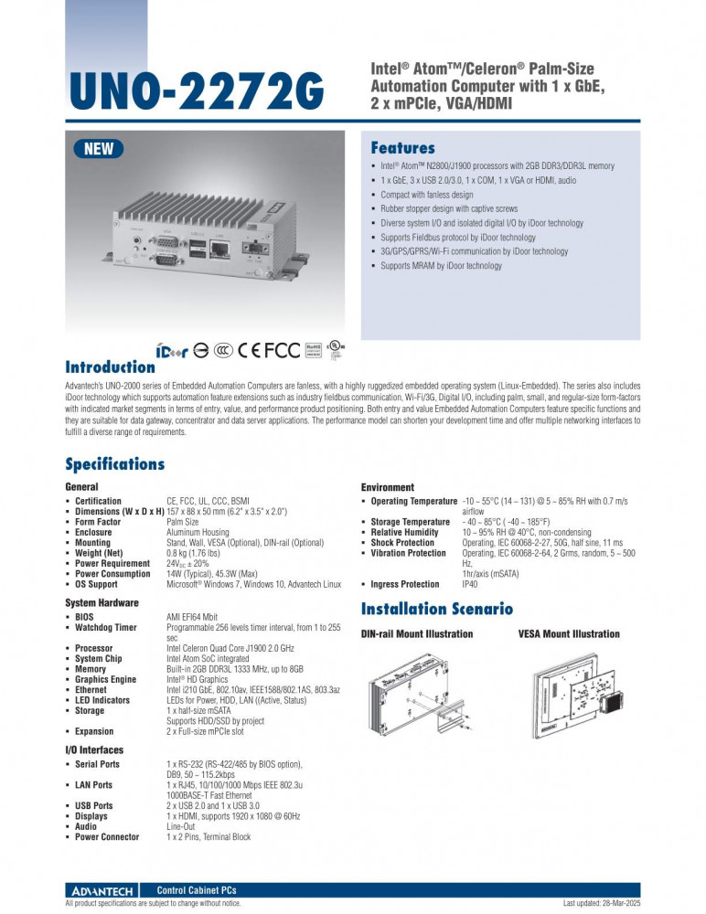 UNO-2272G product document, page 1