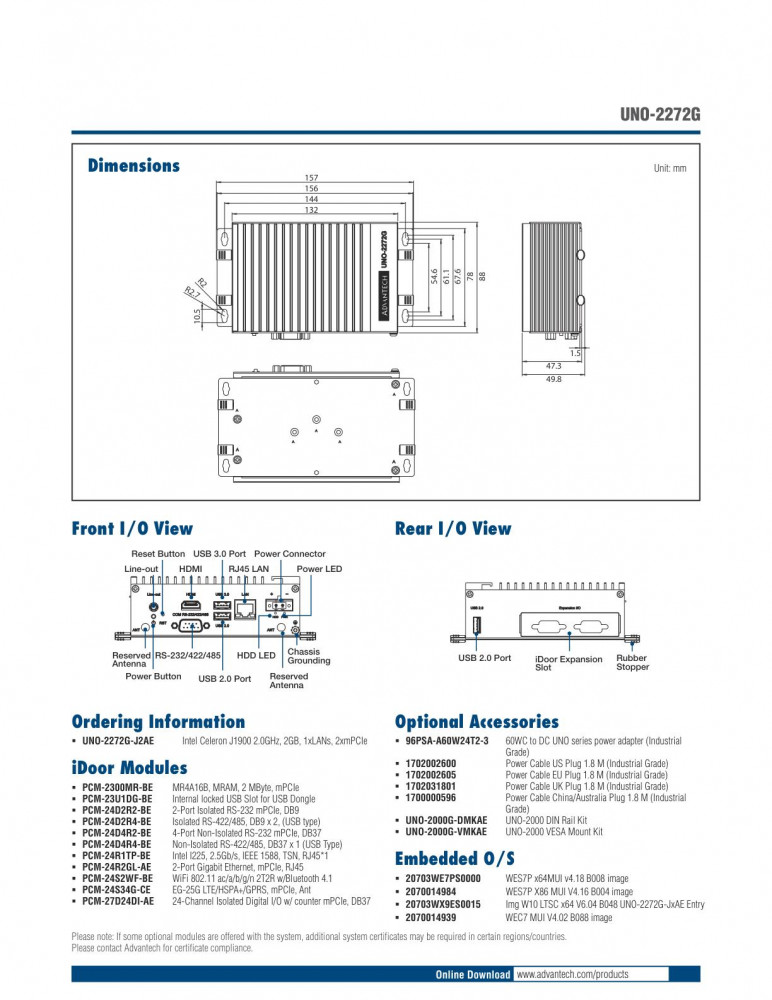 UNO-2272G product document, page 2