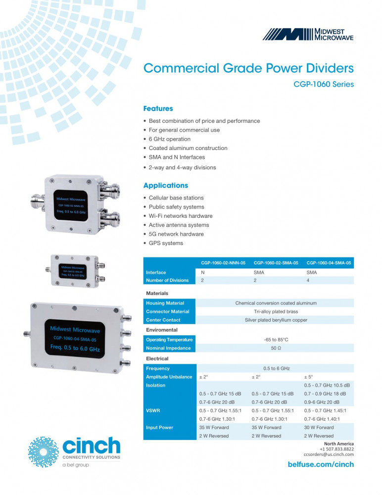 CINCH CGP-1060 series technical document page 1