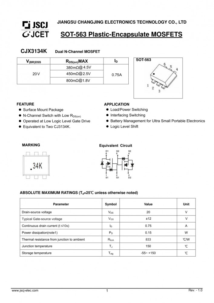 CJX3134K datasheet page 1