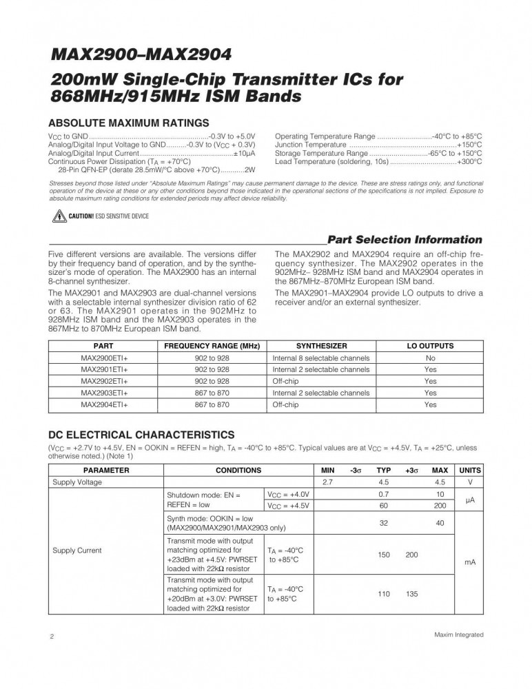 MAX2900 datasheet page 2