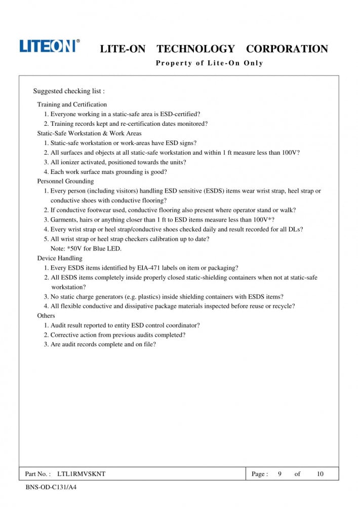 LTL1RMVSKNT datasheet page 10