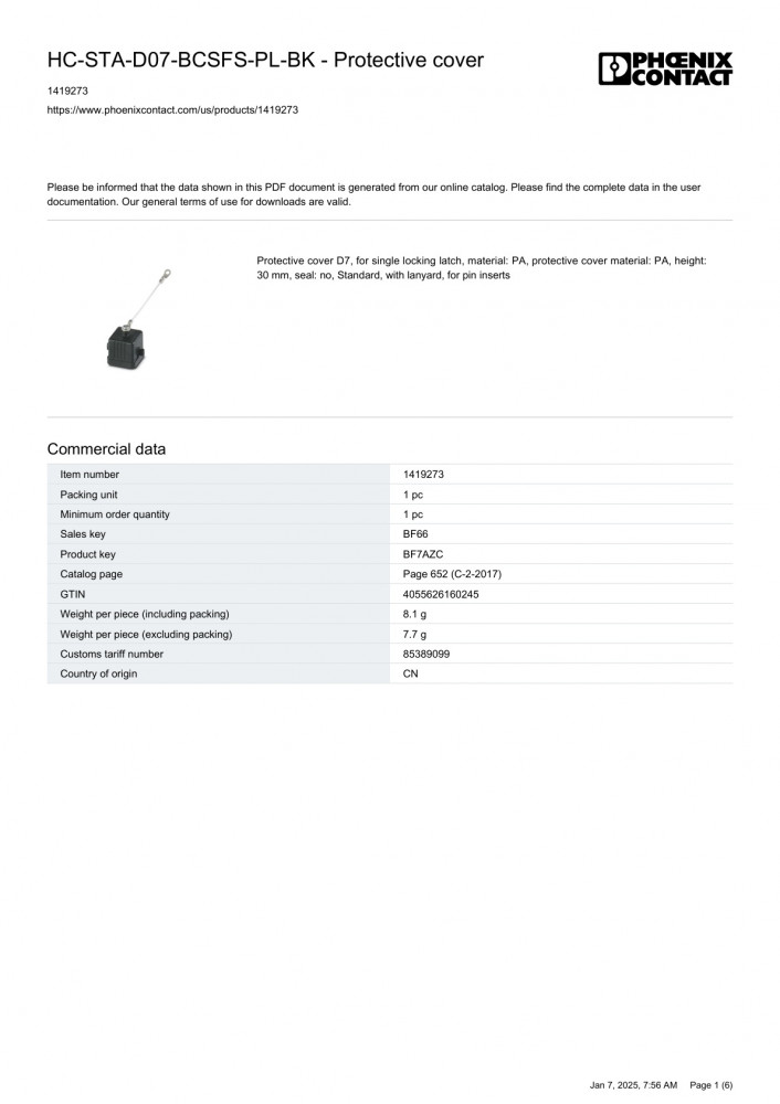 Phoenix Contact 1419273 technical document page 1