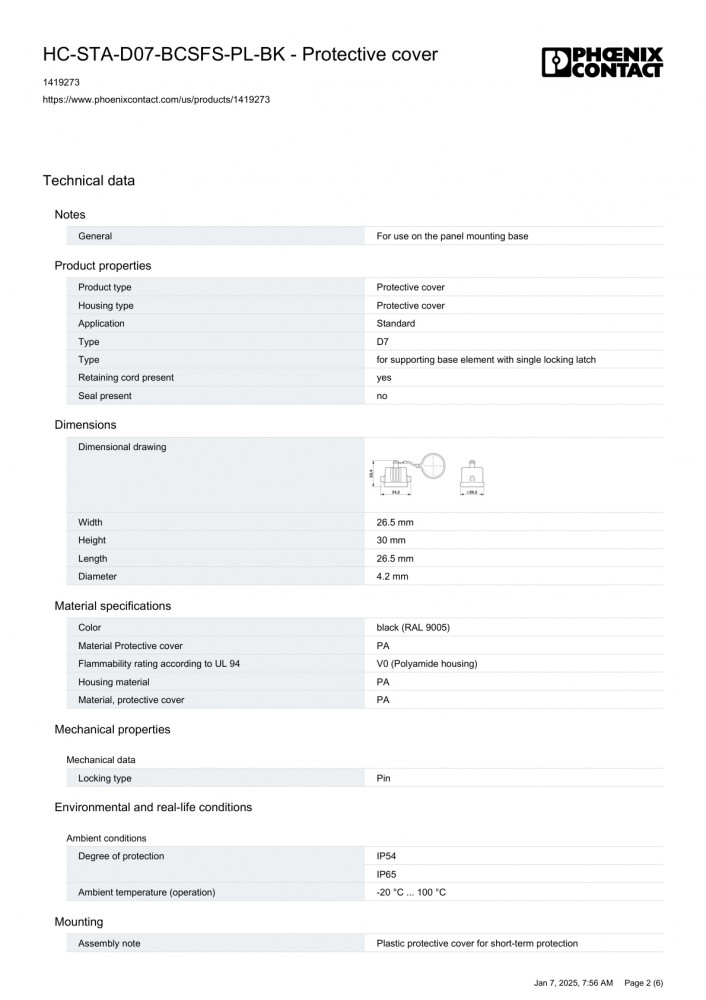 Phoenix Contact 1419273 technical document page 2