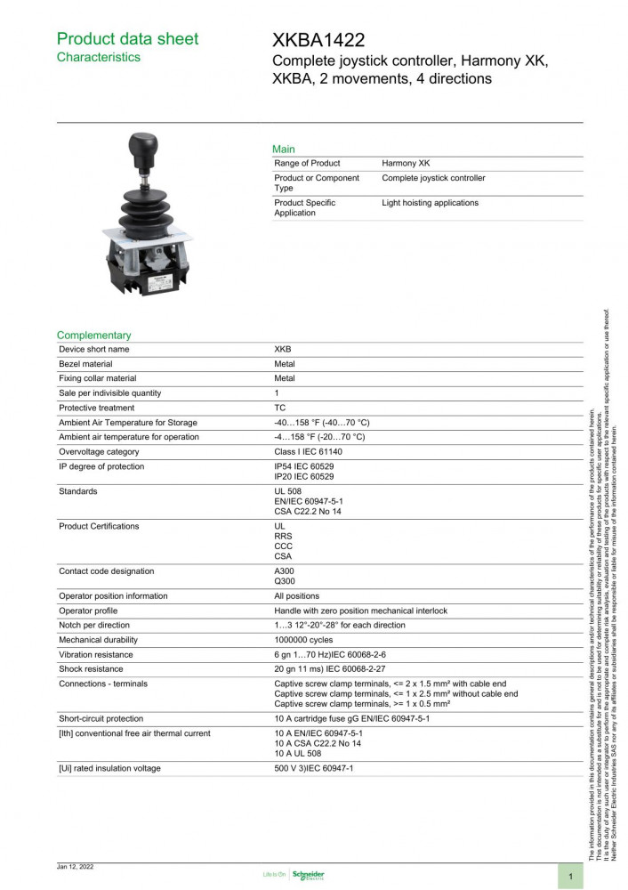 XKBA1422 technical document page 1