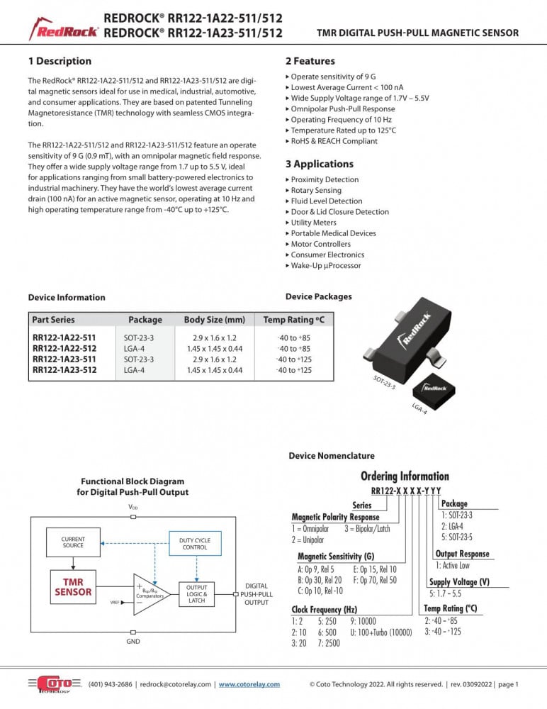 RR122 datasheet page 1