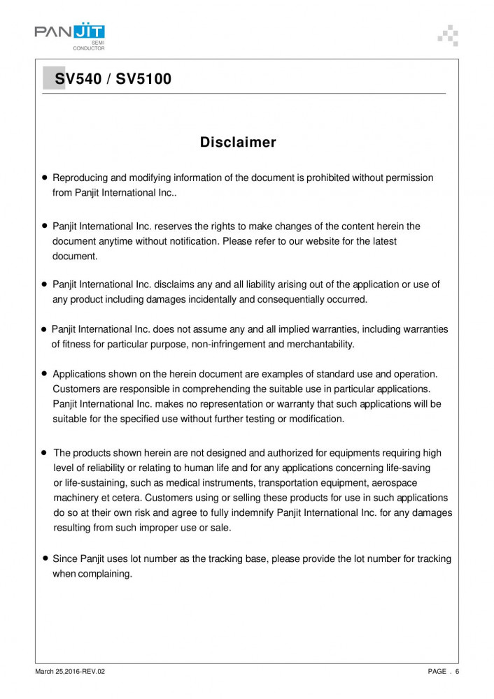 SV540 datasheet page 6
