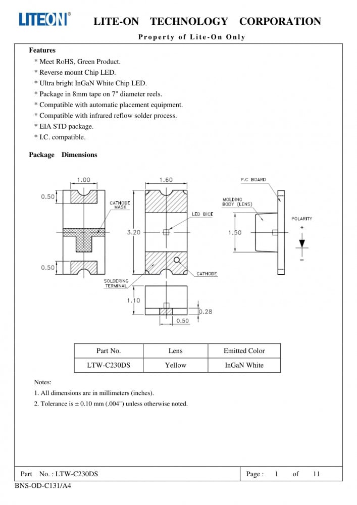 LTW-C230DS datasheet page 2