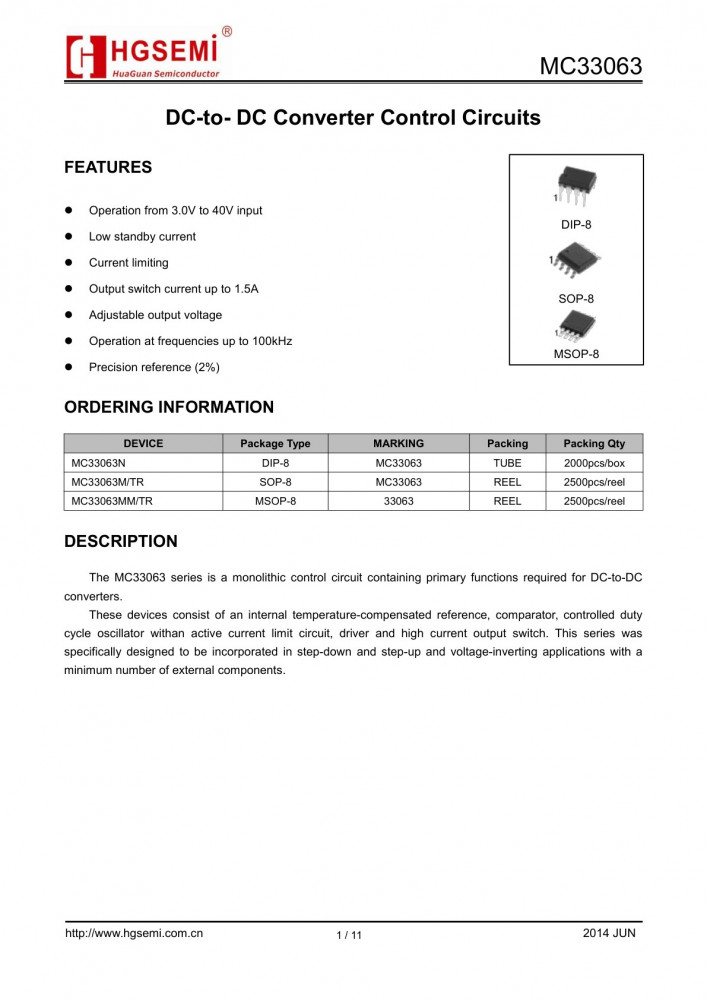 MC33063N datasheet page 1