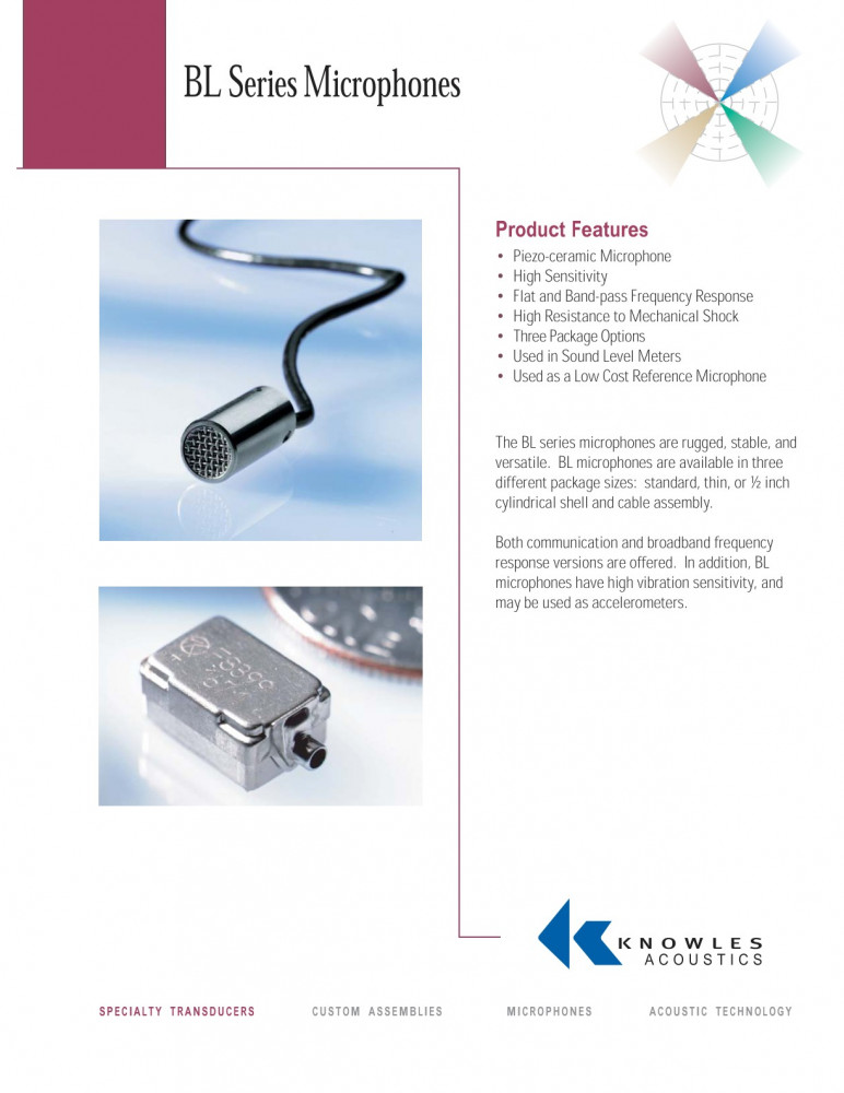 Knowles BL Series technical document page 1