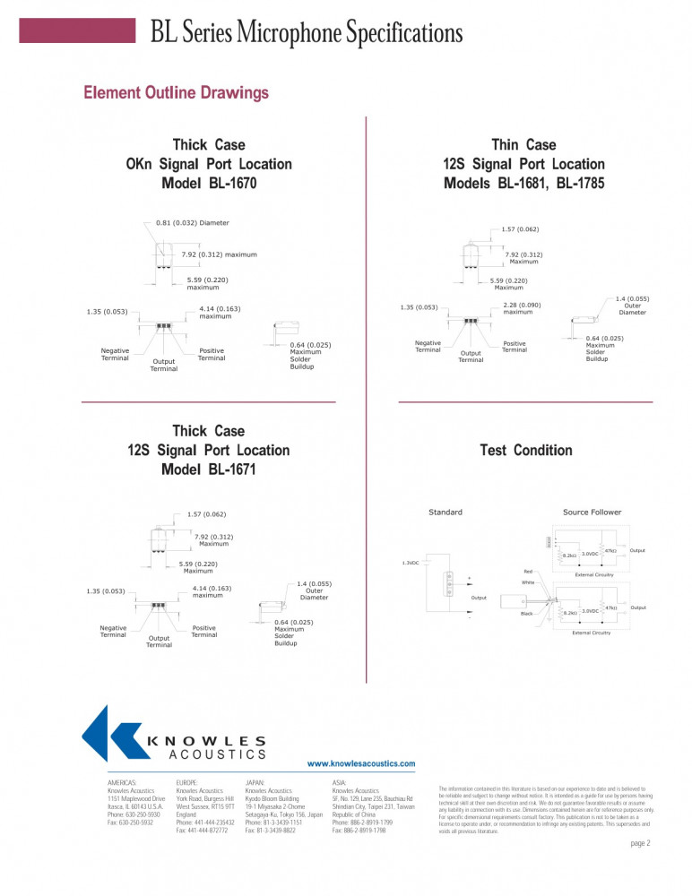 Knowles BL Series technical document page 2