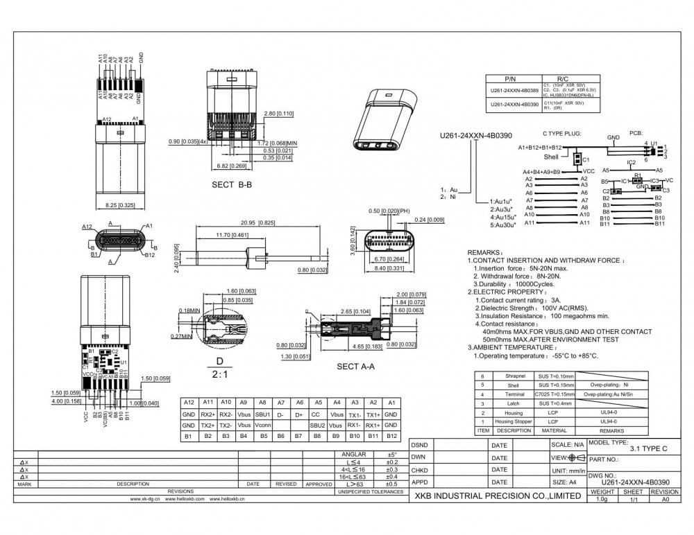 U261-2422N-4B0390 technical drawing page 1