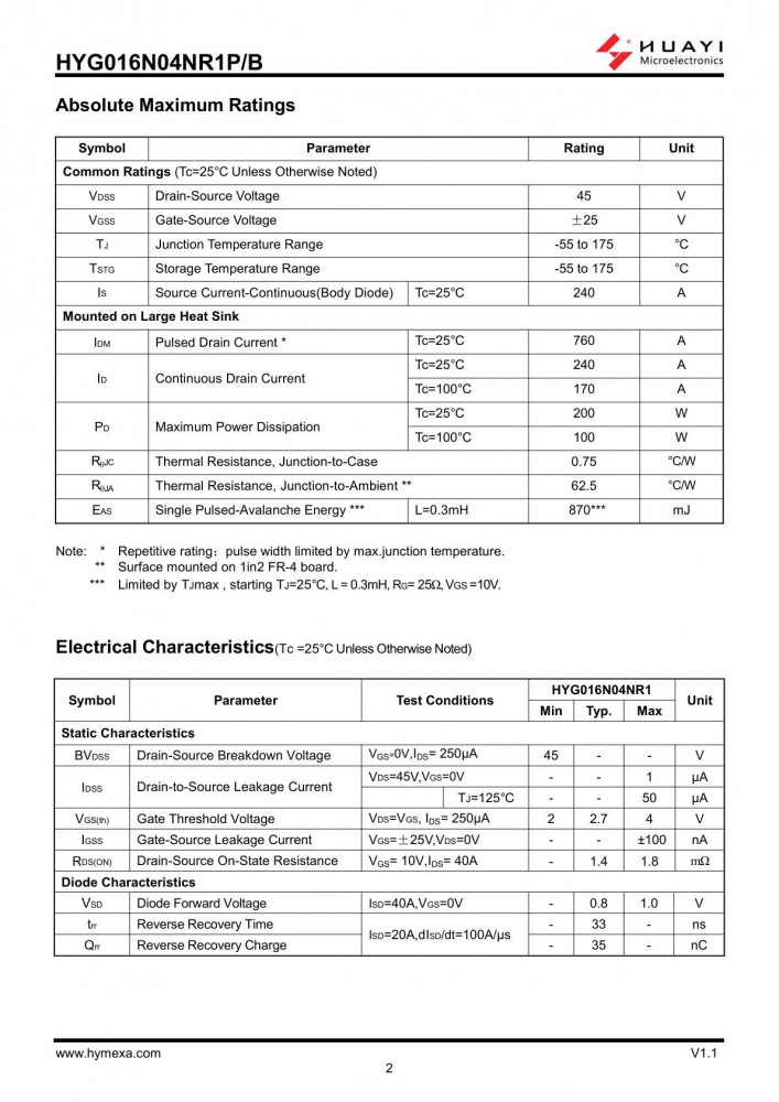 HYG016N04NR1B datasheet page 2