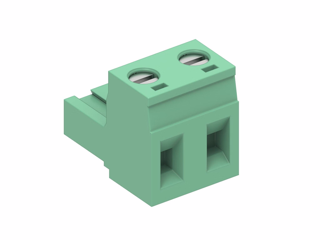 7.62mm Pitch Eurostyle 180° Wire Entry Plug, without Mounting Ends, 2 Circuits, Green for sale