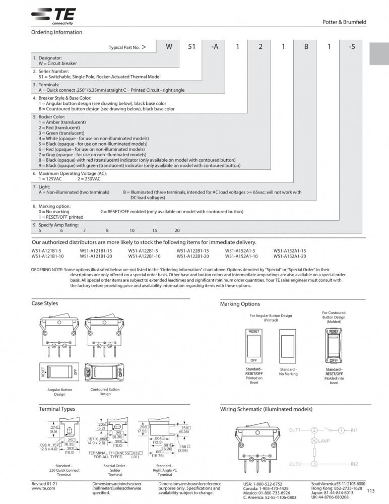 TE Connectivity W51 series technical document page 2