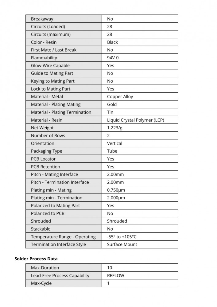 Molex product specification preview, page 3