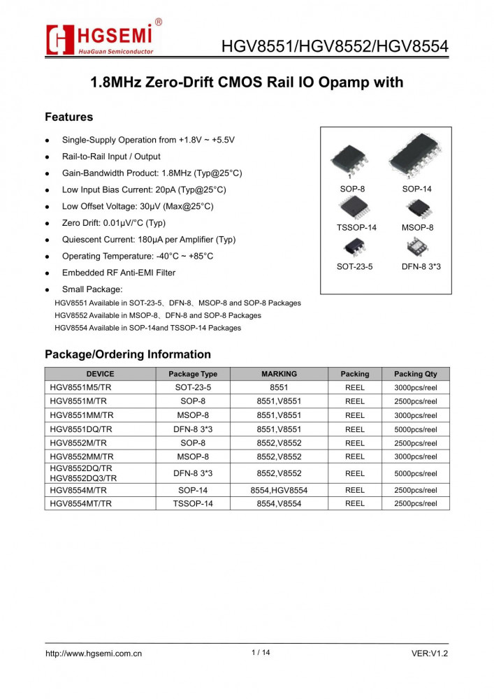 HGV8551 datasheet page 1