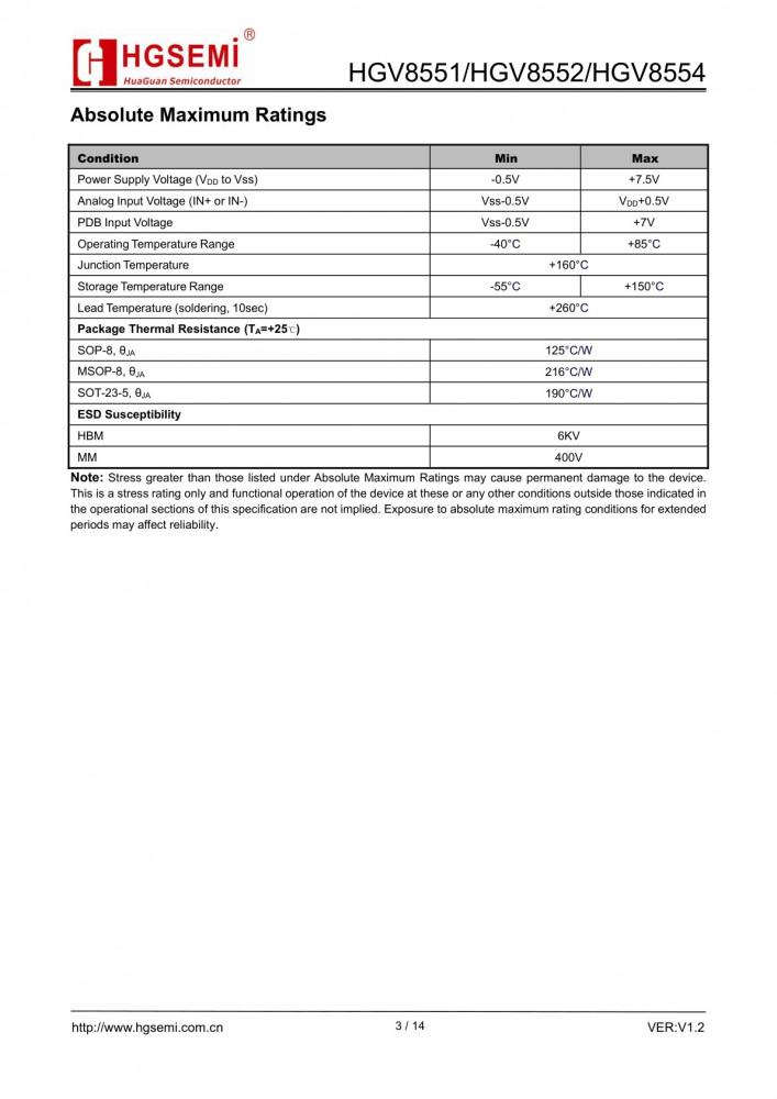 HGV8551 datasheet page 3