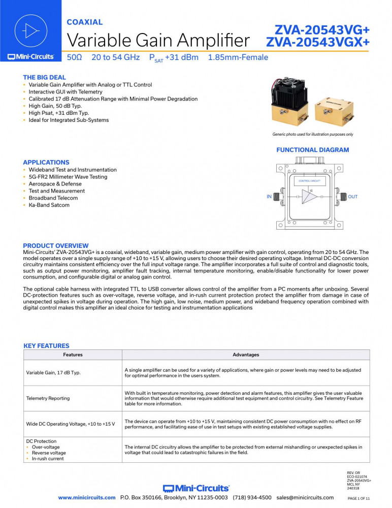 ZVA-20543VG+ datasheet page 1