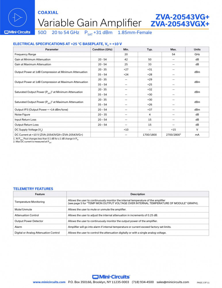 ZVA-20543VG+ datasheet page 2