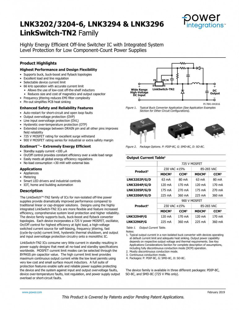 LNK3294G-TL datasheet page 1