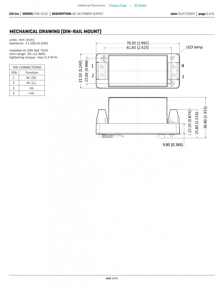 CUI PSK-S15C series datasheet page 6