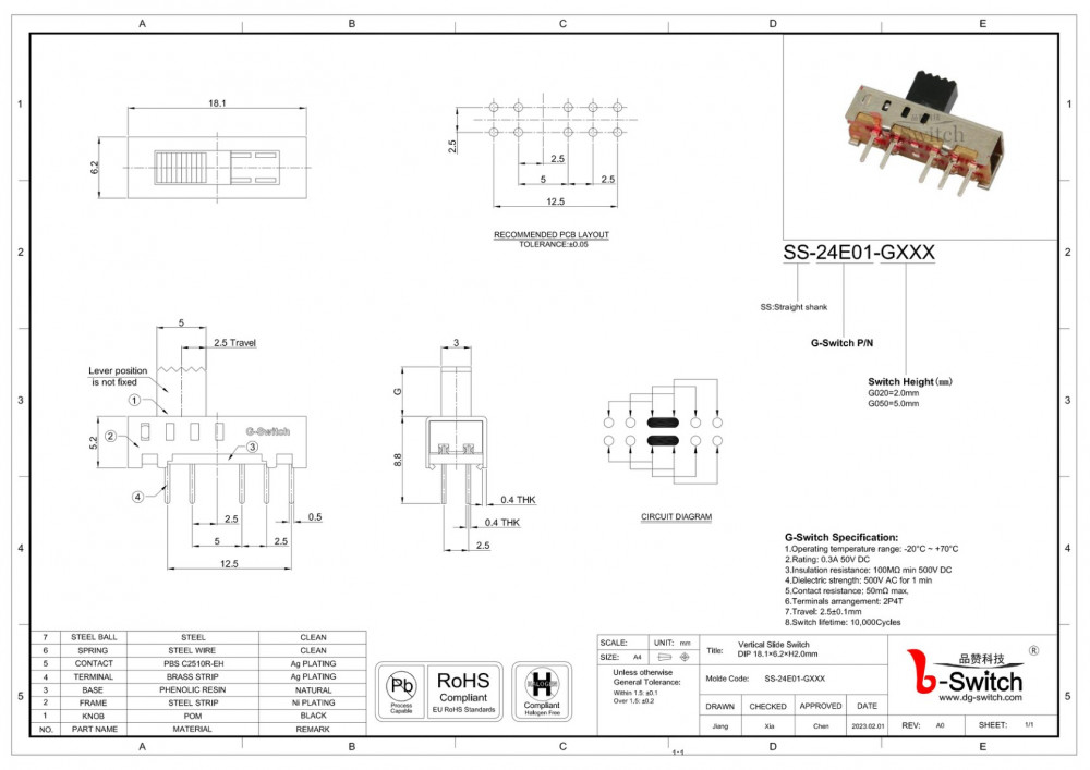 G-Switch SS-24E01-G020 technical drawing