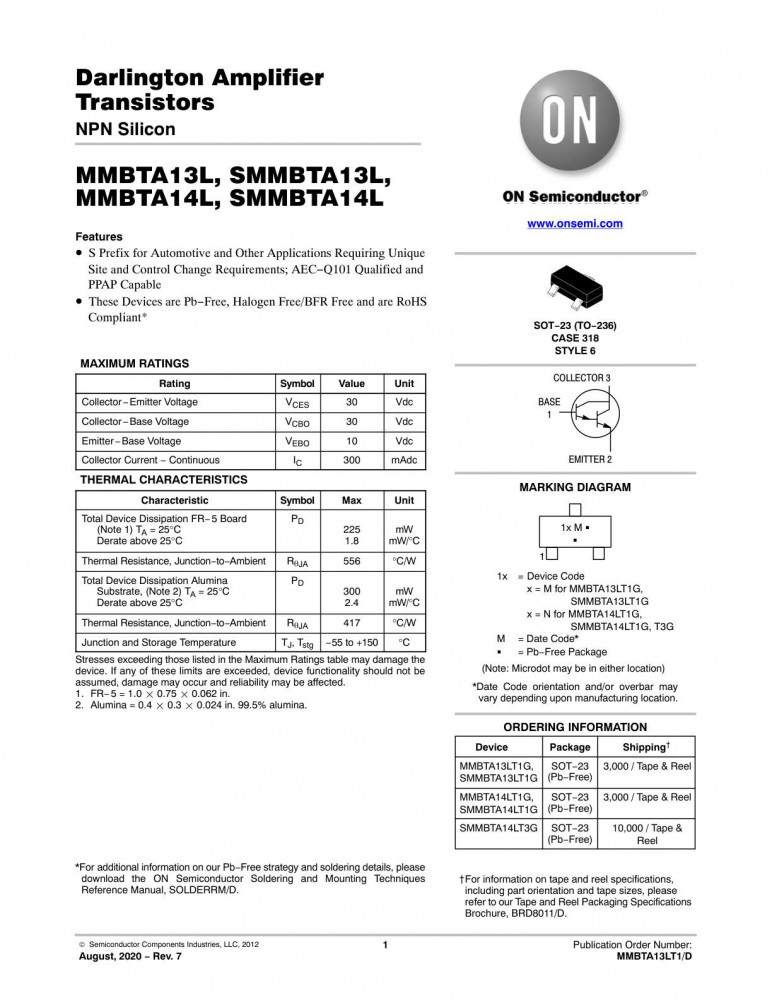 MMBTA14LT1G datasheet page 1