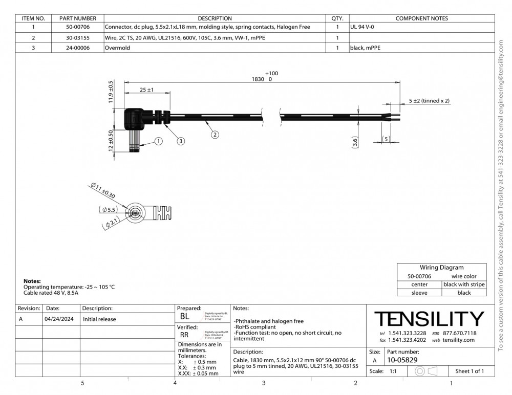 Tensility International 10-05829 product drawing