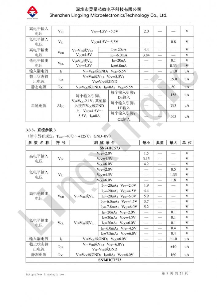 SN74HC573 datasheet page 9